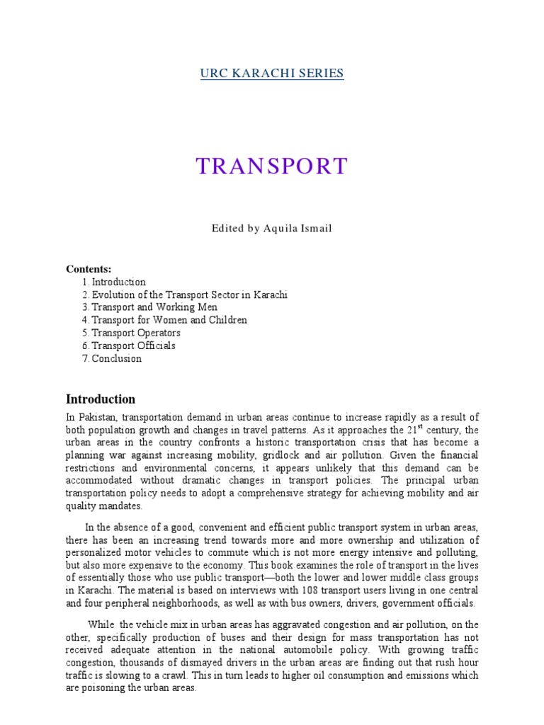 Transport Case Study by URC | PDF | Karachi | City