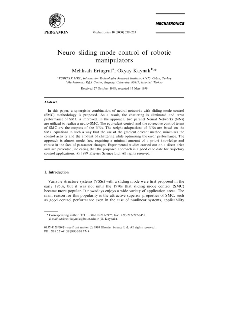 Neuro Sliding Mode Control of Robotic Manipulators | PDF