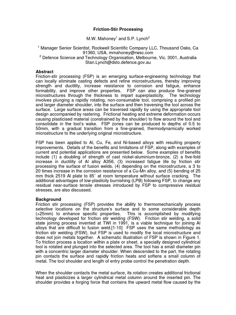 FSP Paper | Download Free PDF | Microstructure | Strength Of Materials