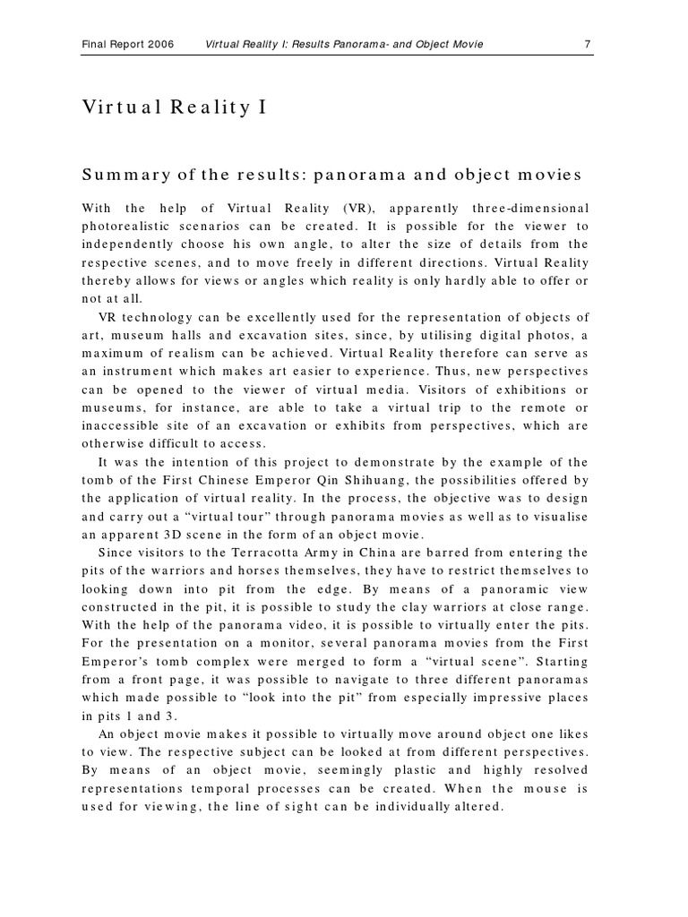 Virtual Reality Panoramic and Object Mov | PDF | Virtual Reality | Camera