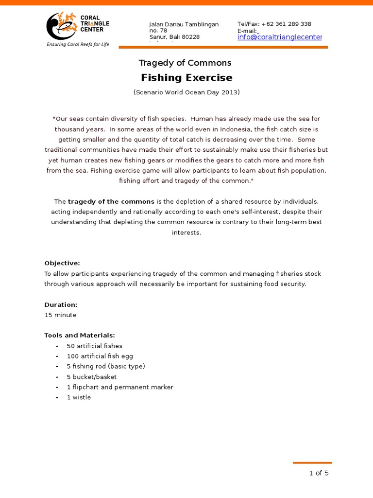 Fishing Game - Tragedy of Commons For WOD 2013 | PDF | Business | Nature