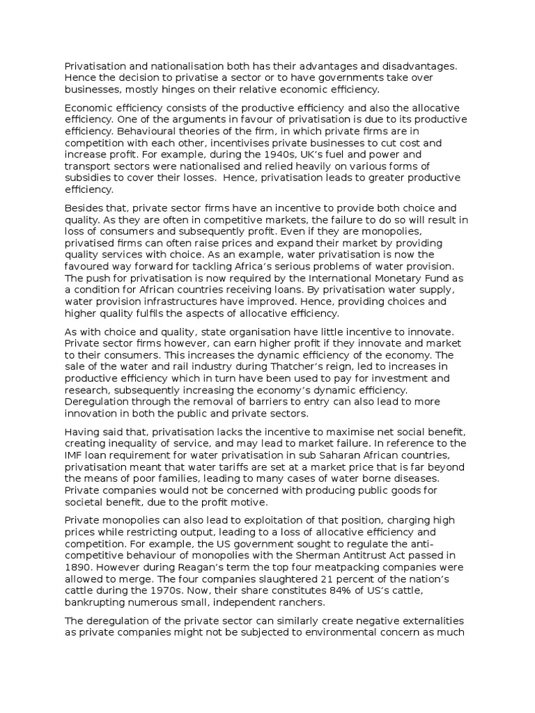 Privatisation and Nationalisation Both Has Their Advantages and ...