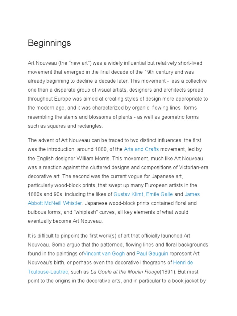 Beginnings: Arts and Crafts | PDF | Art Nouveau | Style