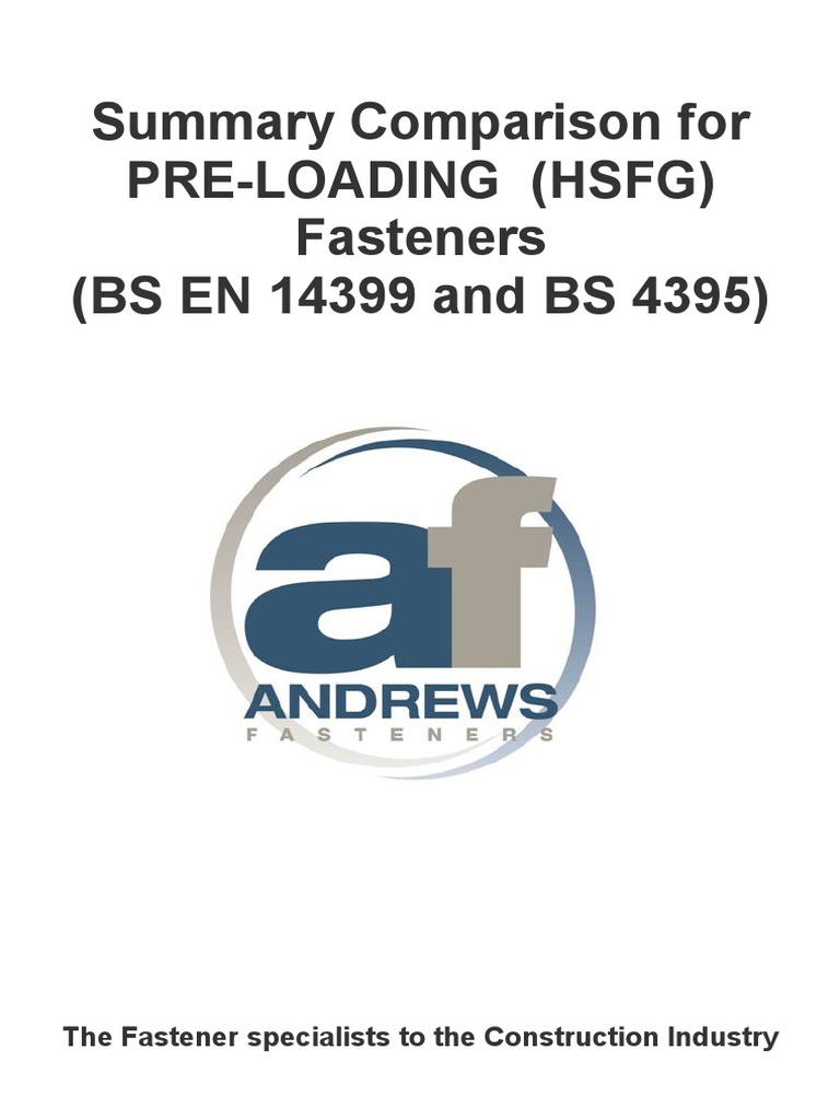 BS 4395 to BS EN 14399 Fastener Standard Comparison | PDF