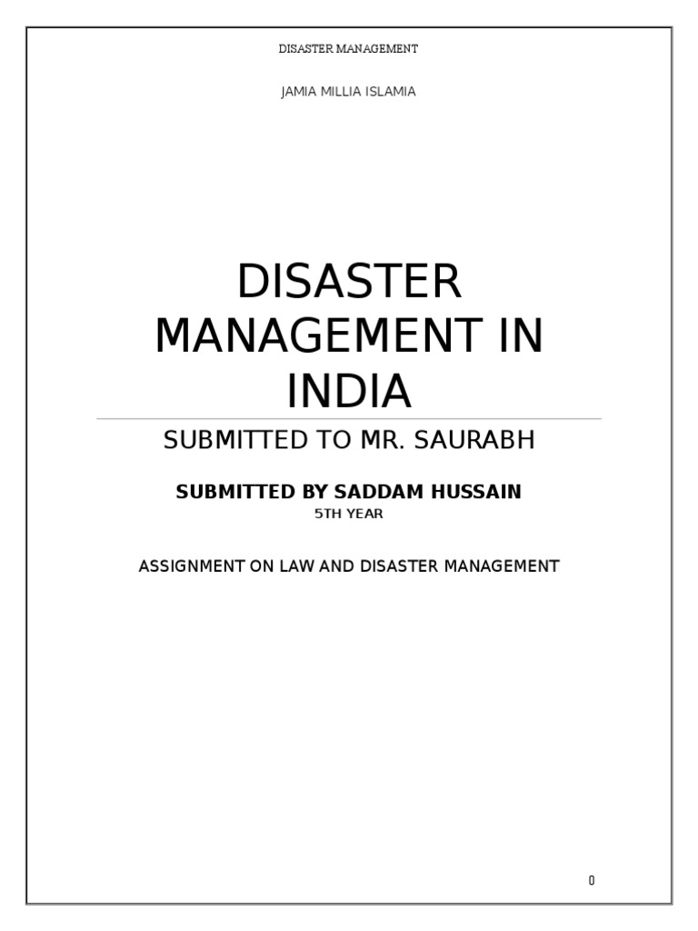 Disaster Management in India: Submitted To Mr. Saurabh | PDF ...