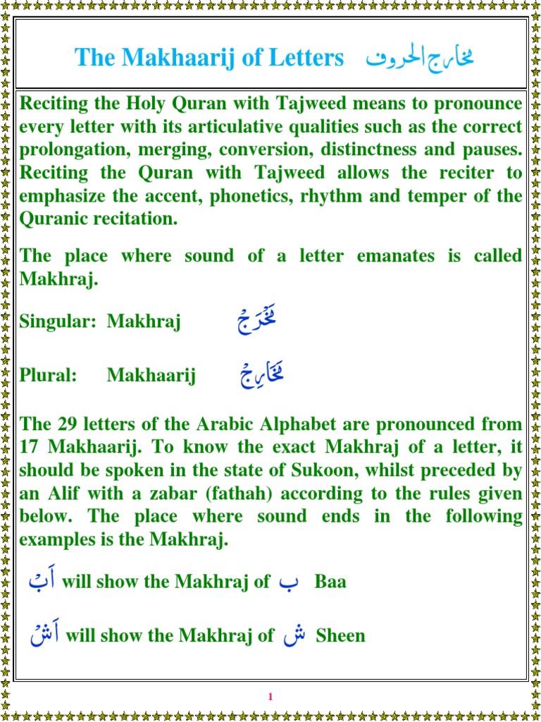 The Makhaarij of Letters | PDF | Oral Communication | Human Voice