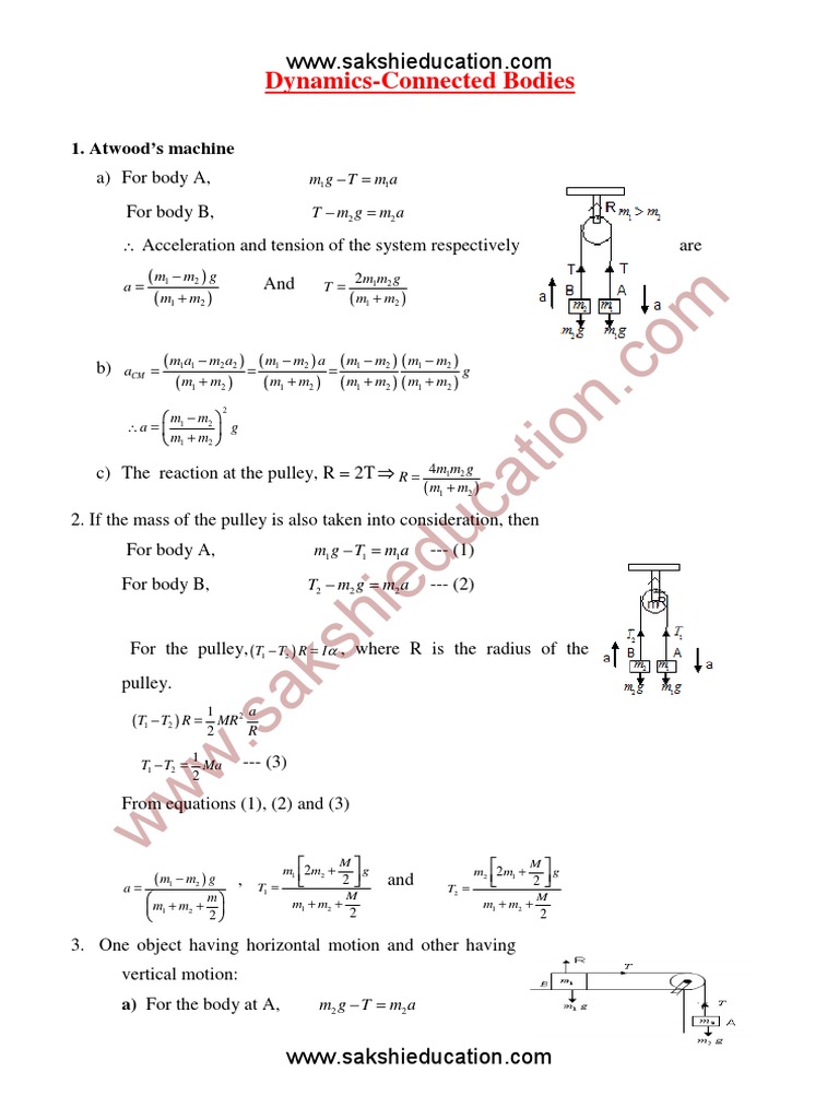 2 Connected Bodies | PDF | Tension (Physics) | Motion (Physics)
