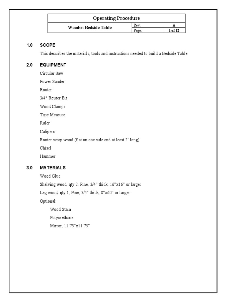 Side Table Work Instructions | PDF | Crafts | Woodworking