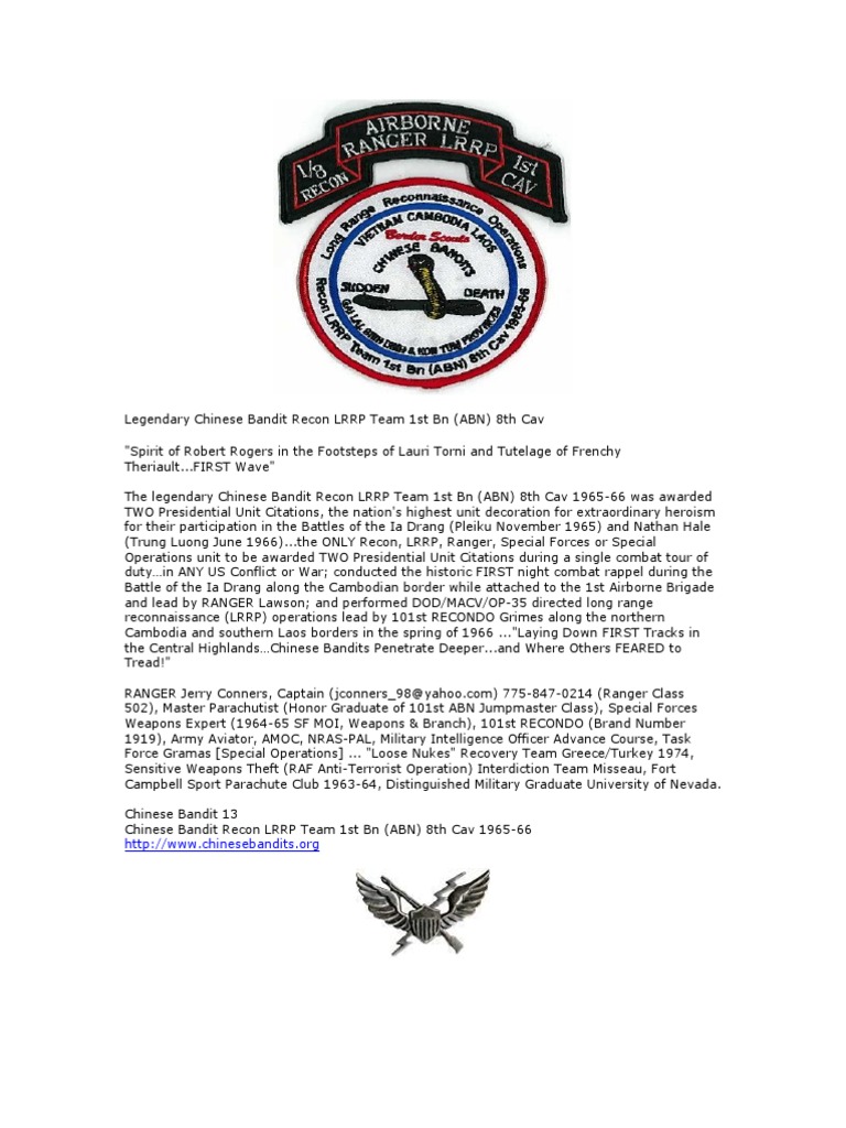 Legendary Chinese Bandit Recon LRRP Team | PDF | Long Range ...
