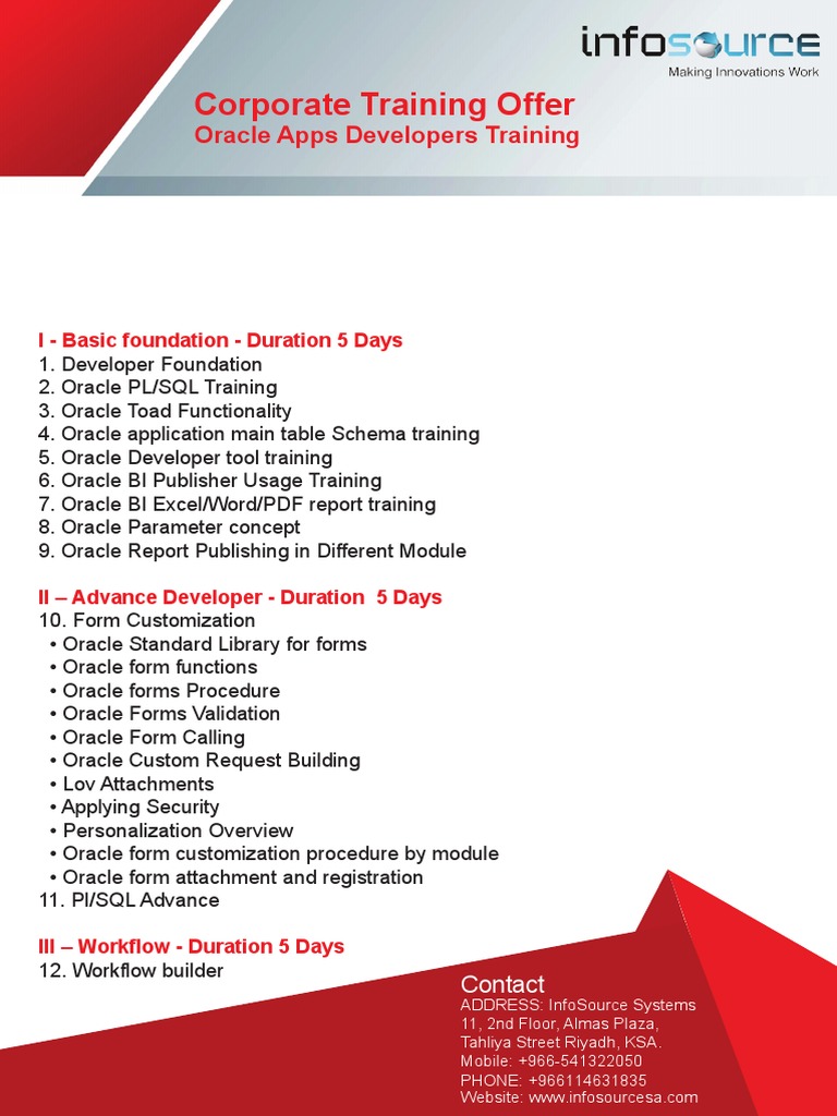 Oracle Apps Traning Brochure | PDF
