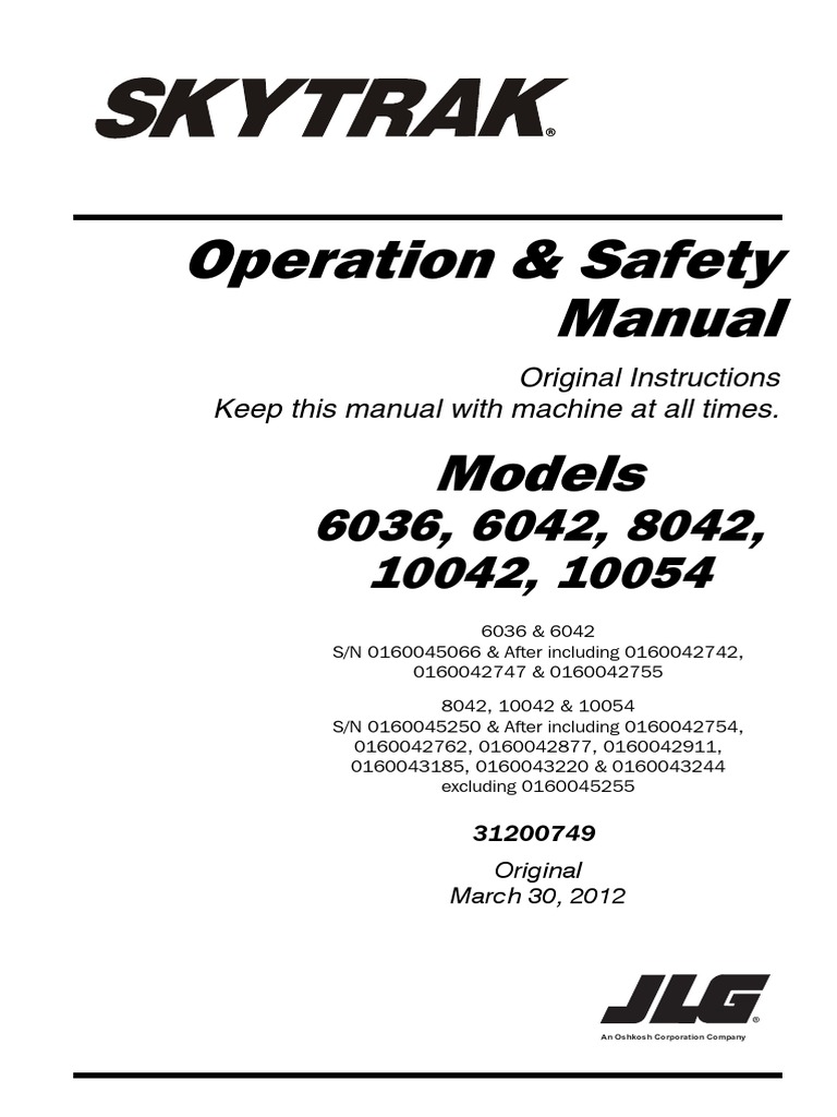 Manual de Operação Skytrak English | PDF | Truck | Transmission (Mechanics)