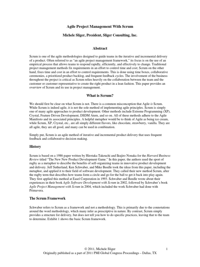 Agile Project Management With Scrum Pdf Scrum Software Development