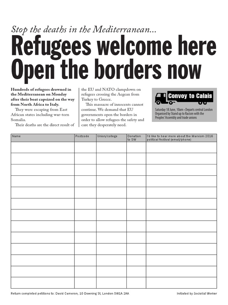 Open Borders for Refugees Campaign | PDF | History