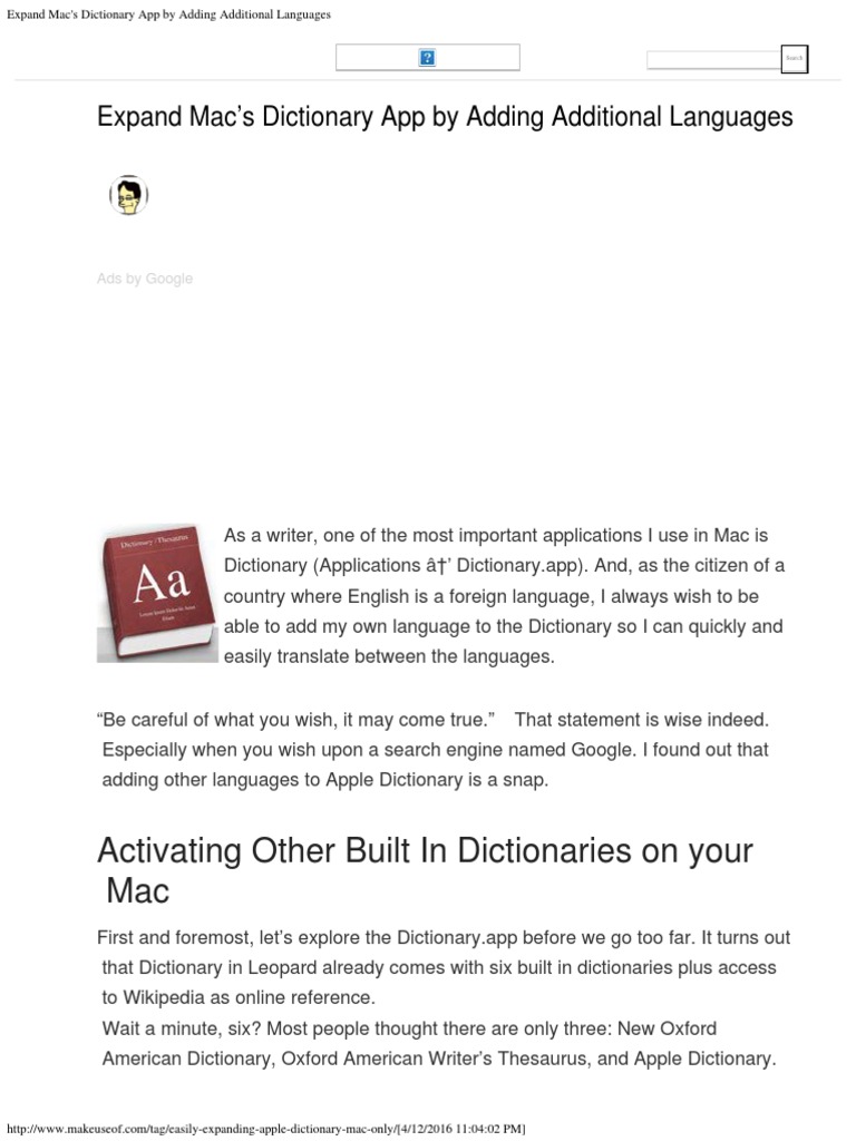 Add Languages to Mac's Dictionary App | PDF | Dictionary | Macintosh