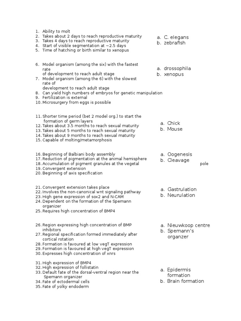 Embryo Quiz | Download Free PDF | Biochemistry | Chemistry