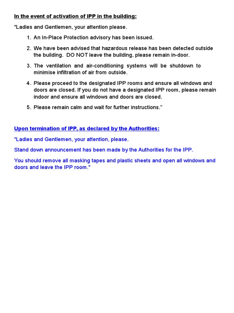 In The Event of Activation of IPP in The Building | PDF
