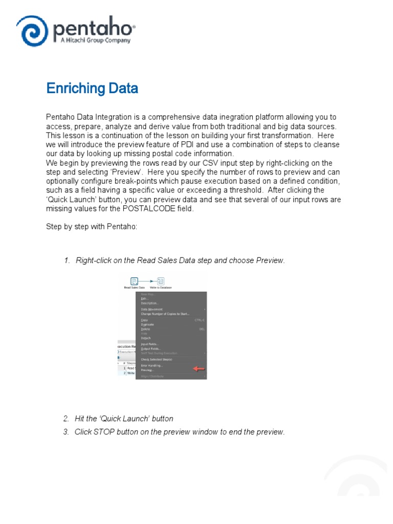 Enriching Data: 1. Right-Click On The Read Sales Data Step and Choose ...