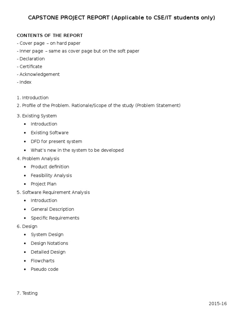 Capstone Project Report Format | PDF | Software | Engineering