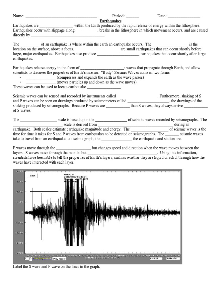 Earthquakes Notes Sheet | PDF