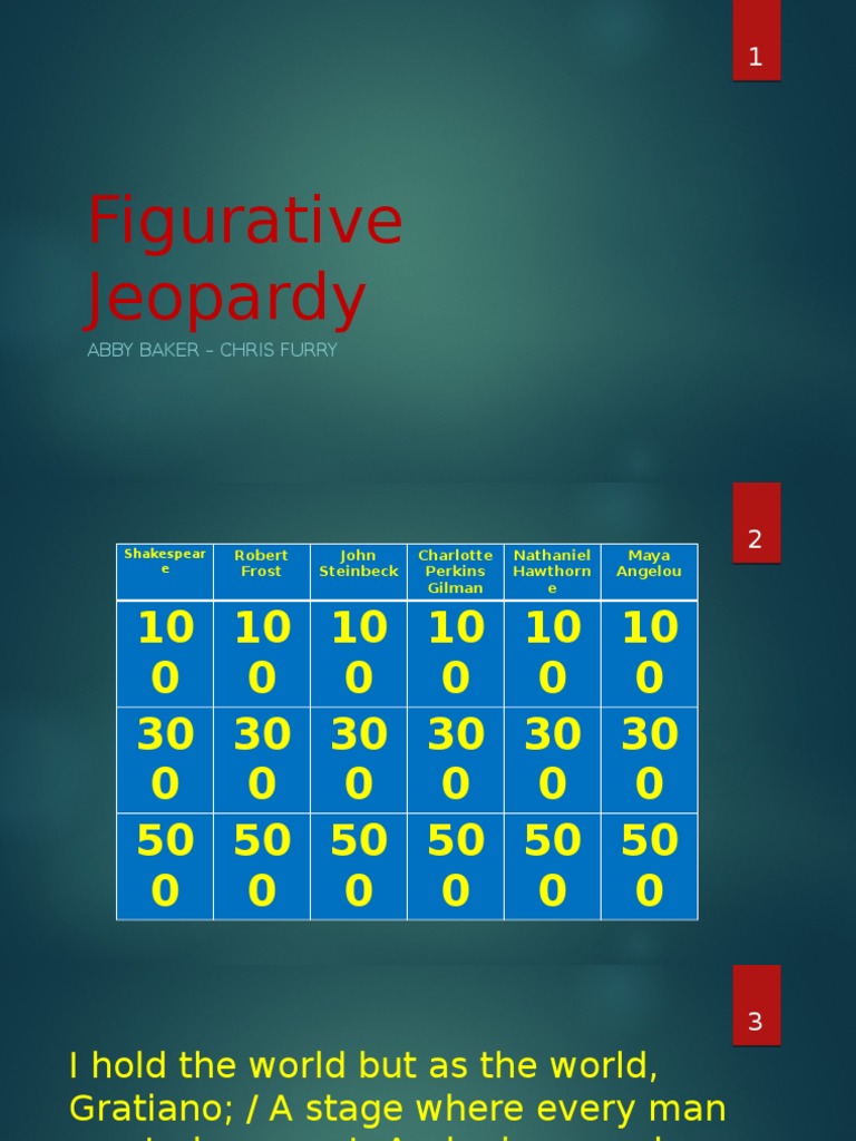 Figurative Language Jeopardy Game | PDF | Young Adult