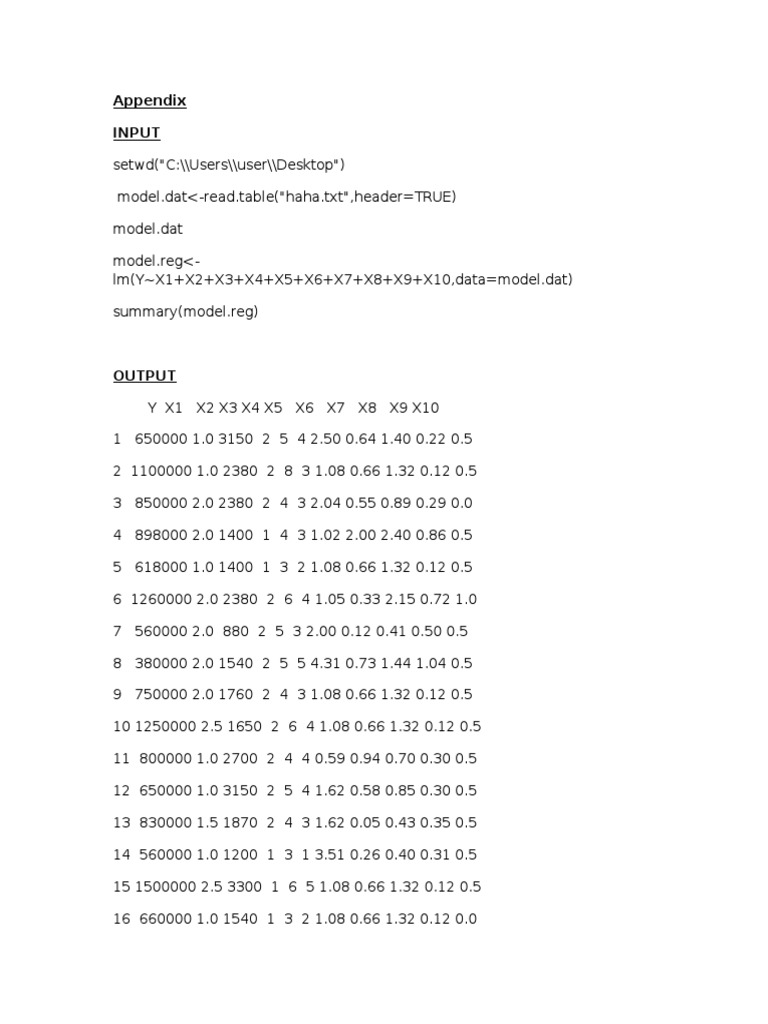 Appendix | PDF | Errors And Residuals | Coefficient Of Determination