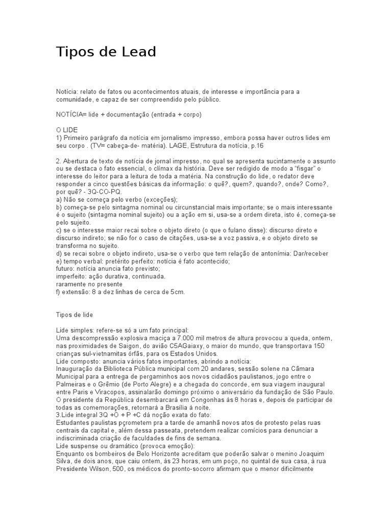Tipos de Lead | PDF