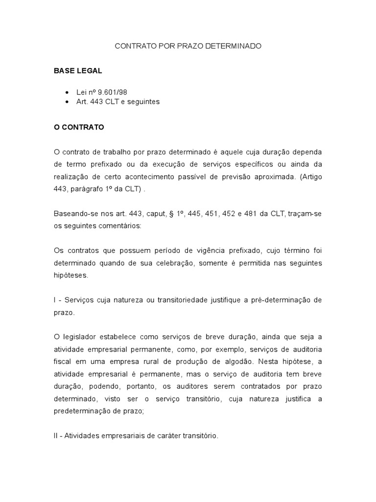 Contrato Por Prazo Determinado | PDF | Finanças e Administração de ...