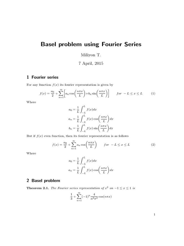 Basel Problem Via Fourier | PDF