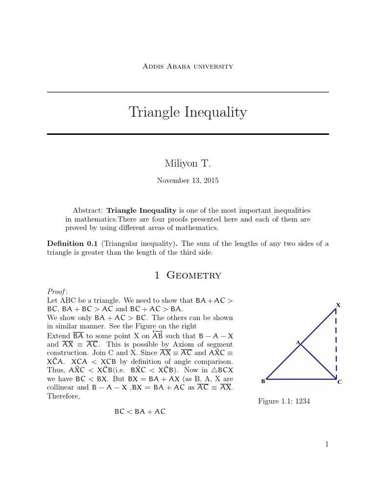 Triangle Inequality: Definitions & Proofs | PDF
