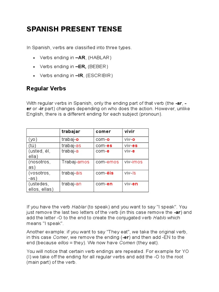 Spanish Verb Conjugation Guide | PDF | Verb | Grammatical Conjugation