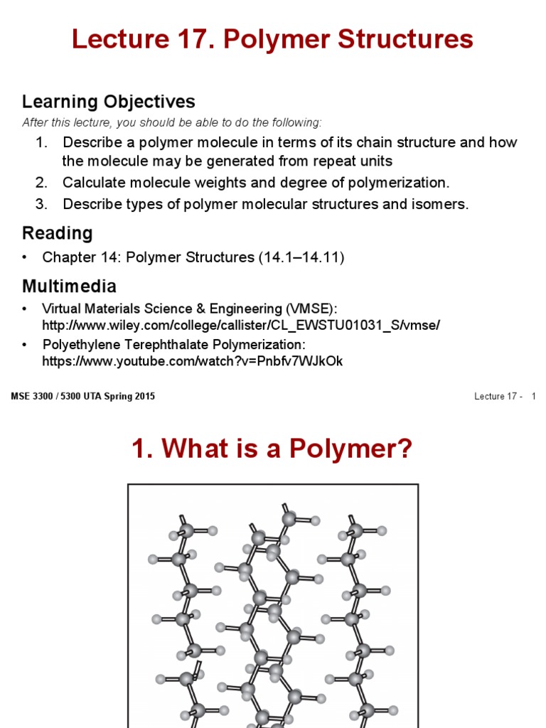 Polymer Structures & Chemistry | PDF | Polymers | Covalent Bond