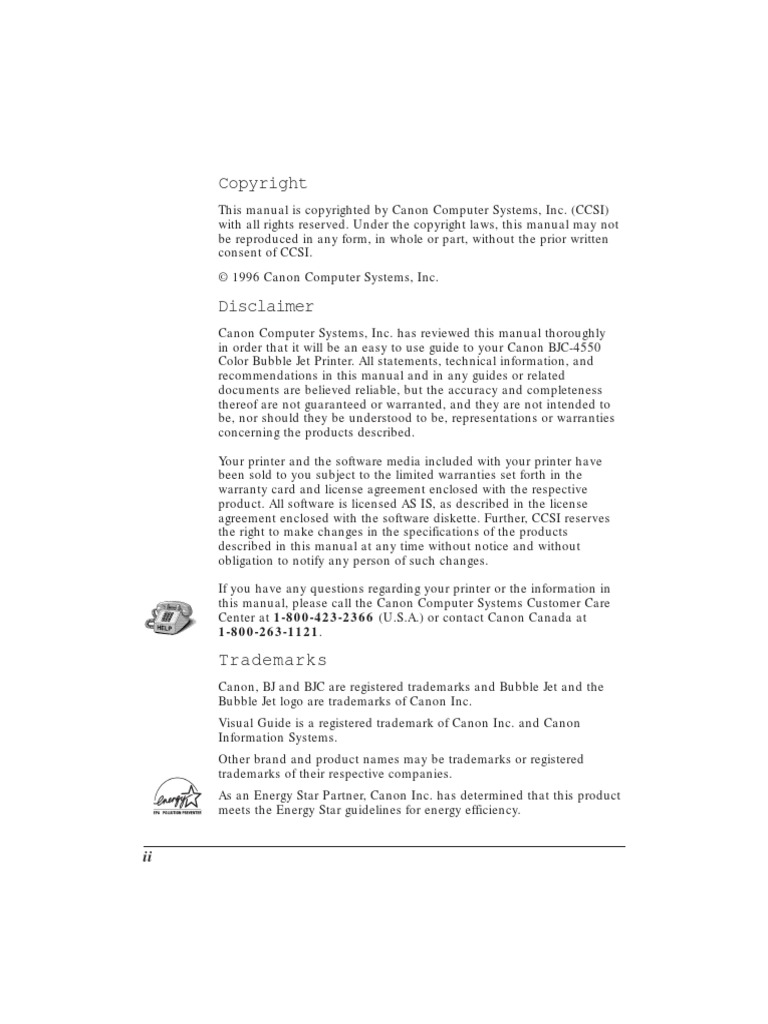 Canon BJC-4550 User Manual PDF | PDF | Printer (Computing) | Microsoft ...