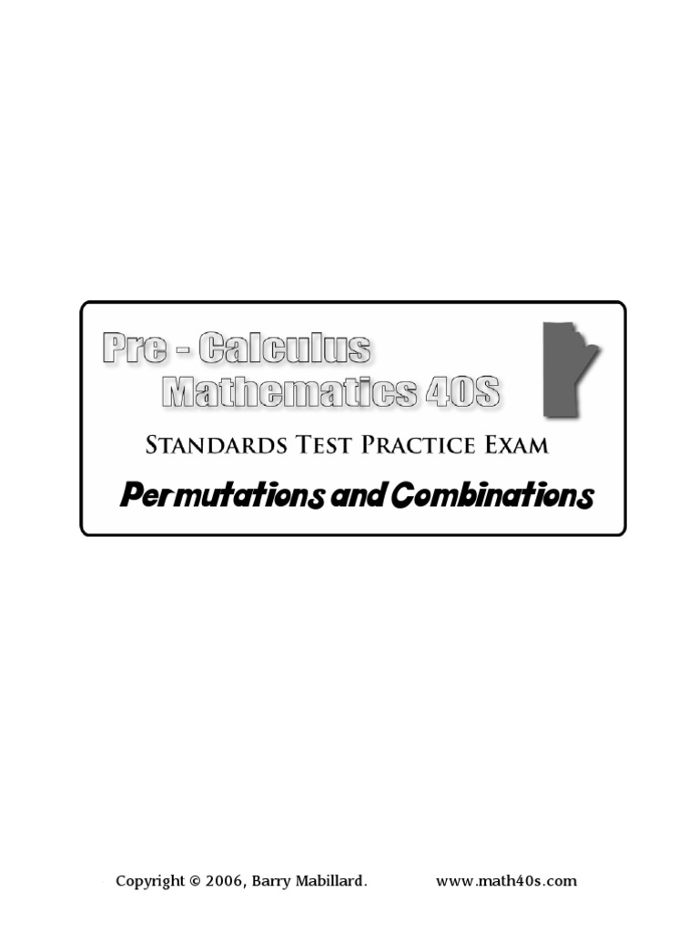 Pre-Calculus Math 40s Standards Test - Perms and Combs | PDF | Test ...