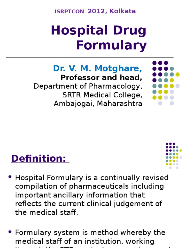 Hospital formulary Dr Motghare.pptx | Pharmaceutical Drug | Medical ...