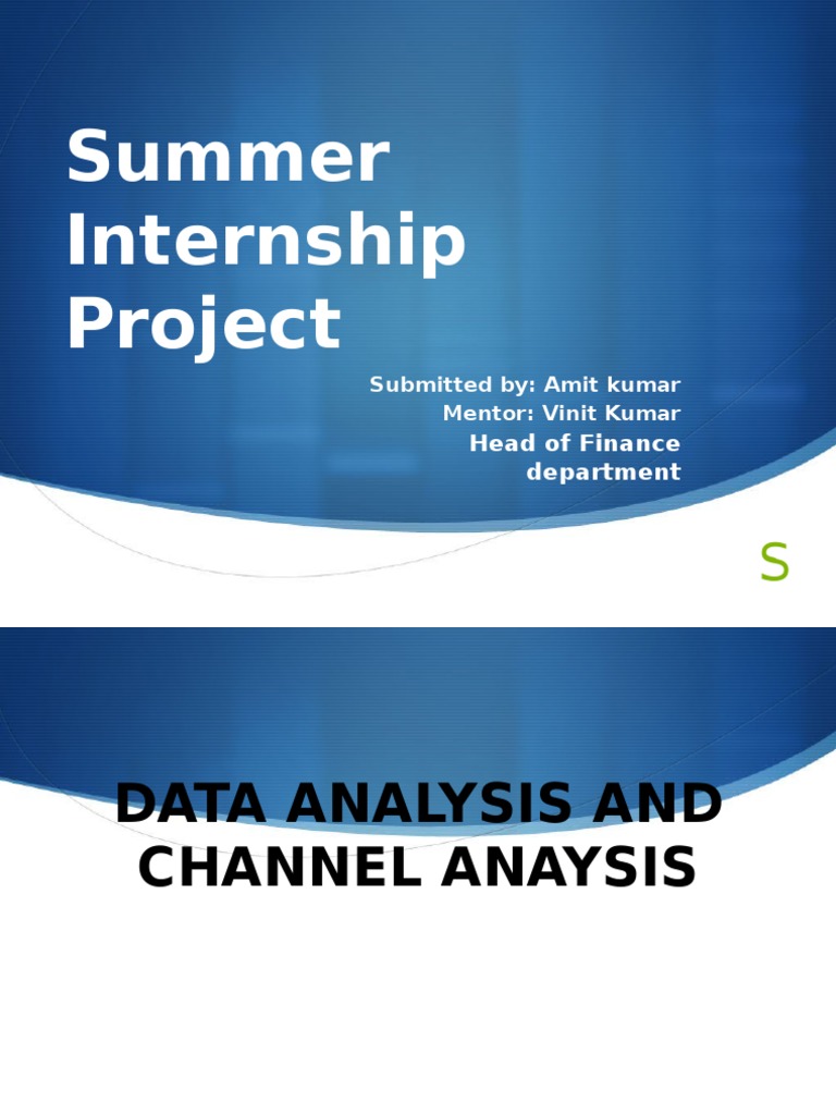 Summer Internship Project: Head of Finance Department | PDF