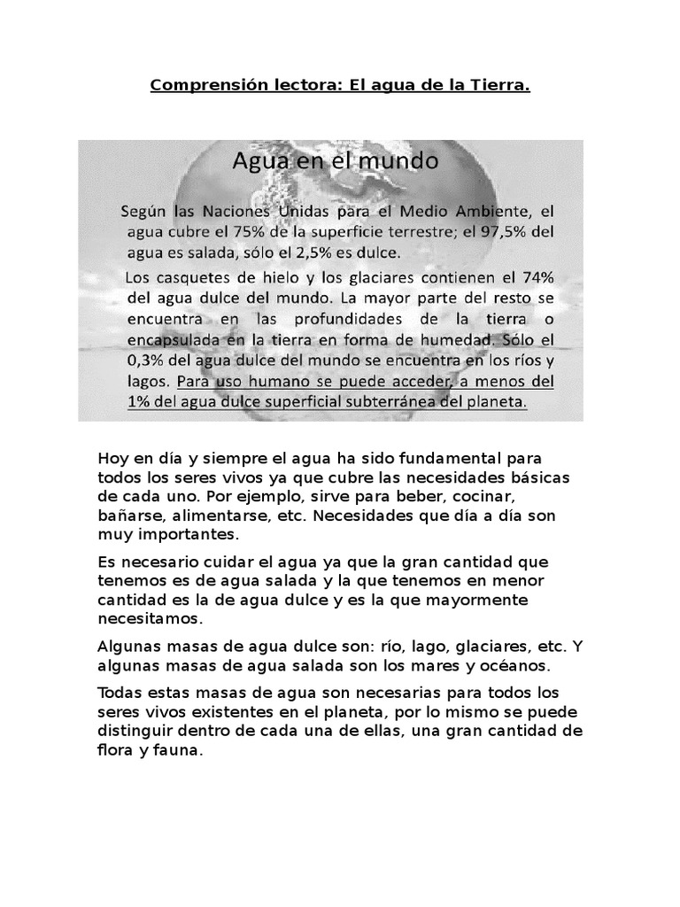 Comprensión Lectora Agua | PDF