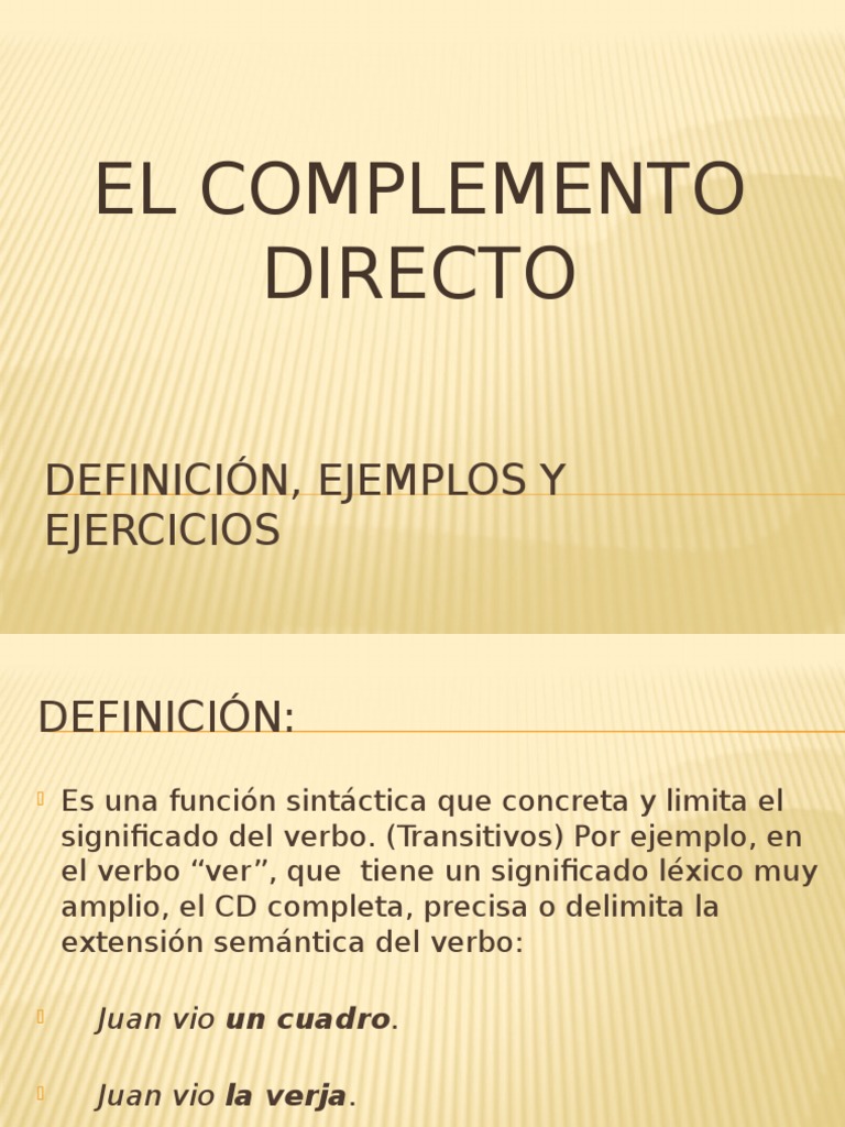 Complemento Directo | PDF | Objeto (gramática) | Verbo