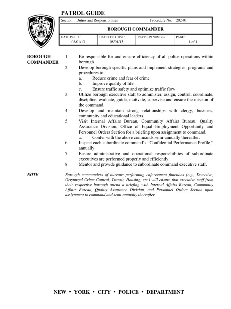 NYPD Patrol Guide PDF | PDF