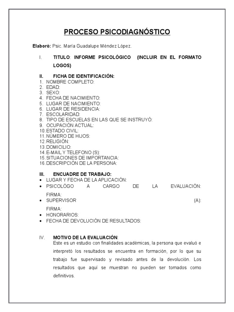 Pasos Del Proceso Psicodiagnóstico | Historial médico | Clínica