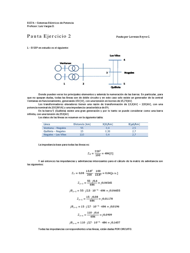 Ejercicio Resuelto de Flujo de Potencia | PDF | Energia electrica ...