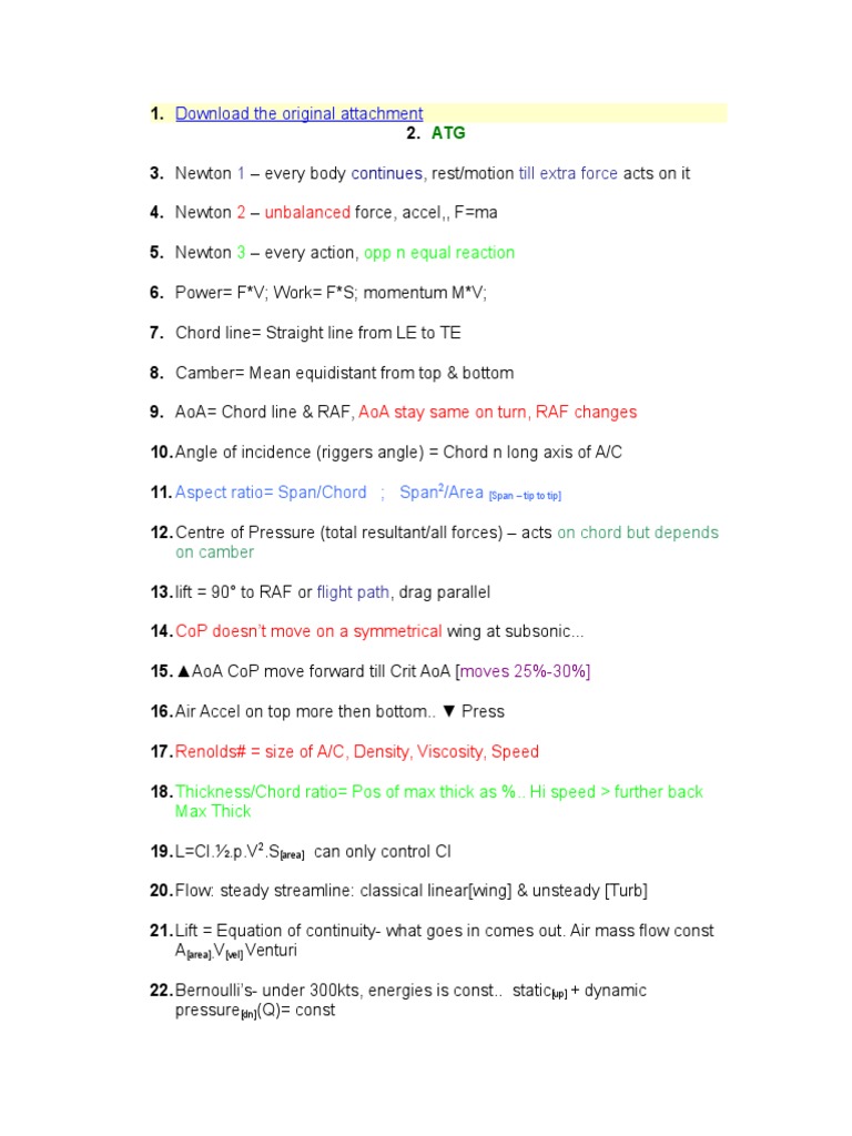 Atg Some Ref Notes From Somewhere | PDF | Flight Dynamics (Fixed Wing ...