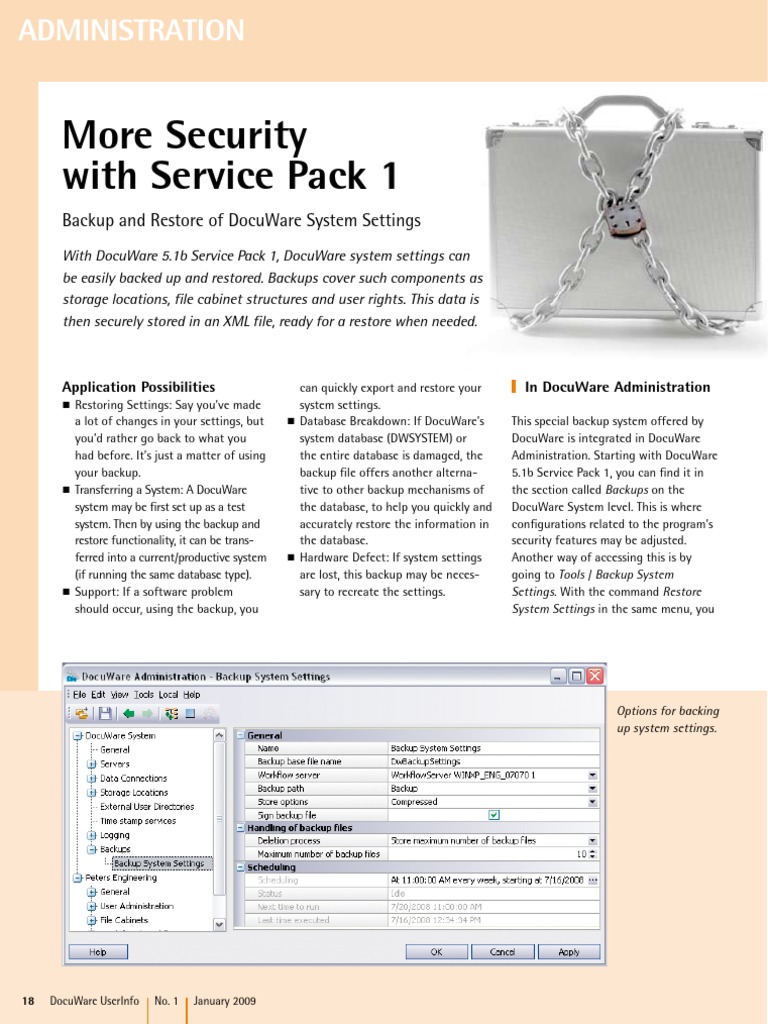 Docuware - Backup and Restore of System Settings | PDF | Backup | Databases