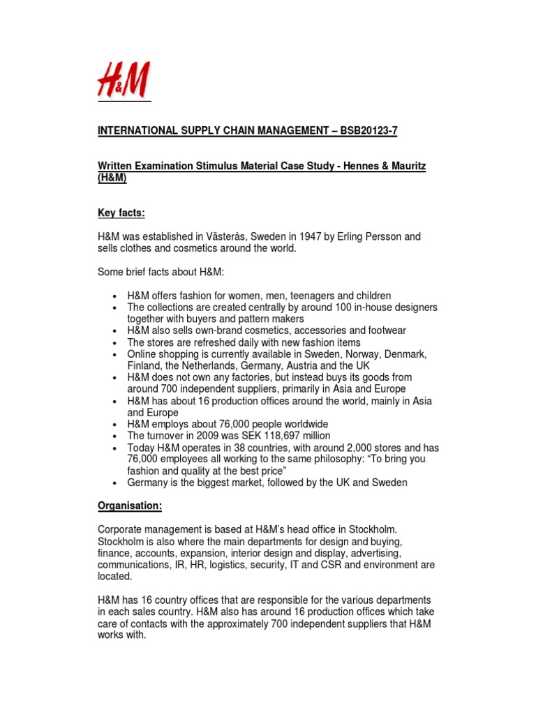International Supply Chain MGMT Hand M Case Study | PDF | H&M | Fashion ...