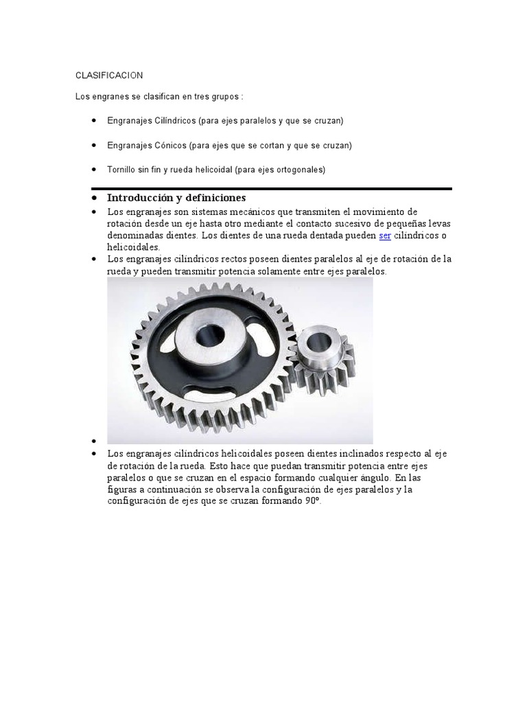 Tipos y Diseño de Engranajes Mecánicos | PDF | Engranaje | Eje