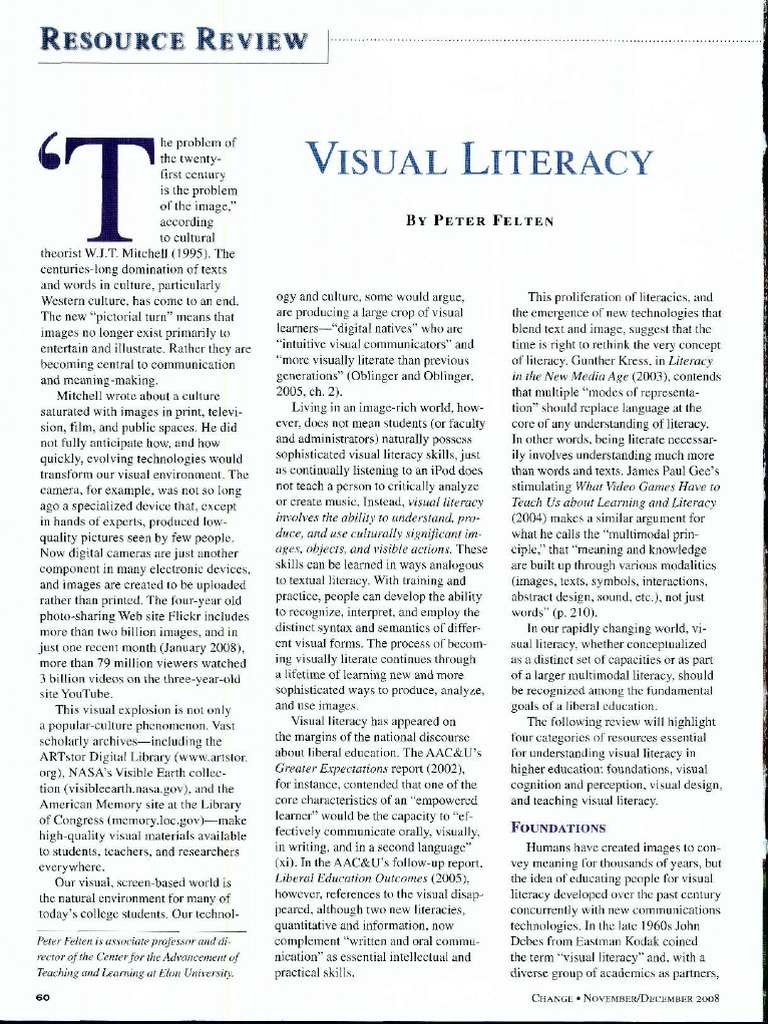 Visual Literacy | PDF | Perception | Literacy