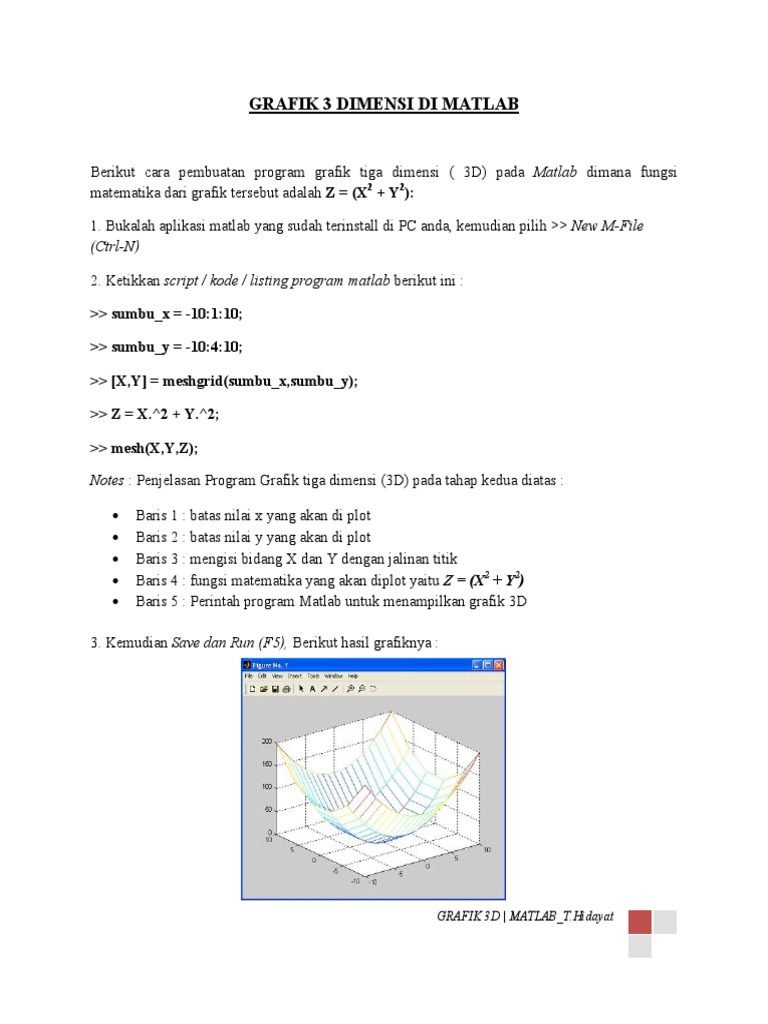 Grafik 3 Dimensi Di Matlab | PDF
