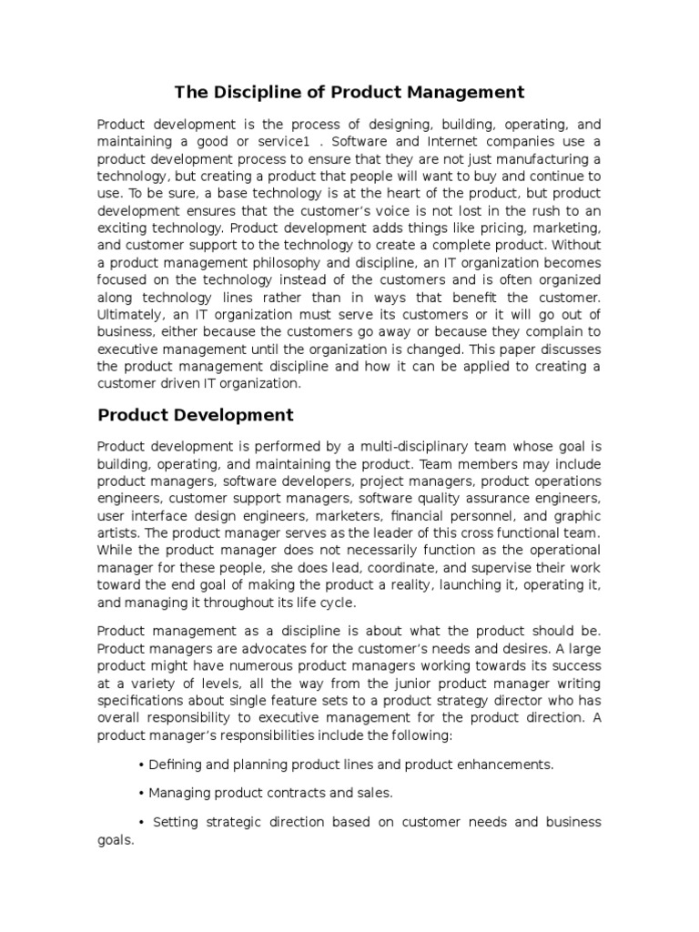 The Discipline of Product Management | PDF | Feasibility Study ...