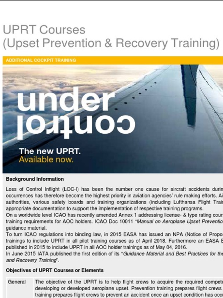 Upset Prevention & Recovery Training (UPRT) | PDF | Aviation Accidents ... Upset Prevention & Recovery Training (UPRT) | PDF | Aviation Accidents ...