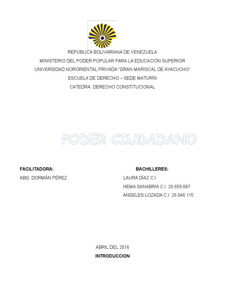 Ley Orgánica del Poder Ciudadano en Venezuela | PDF | Separación de ...