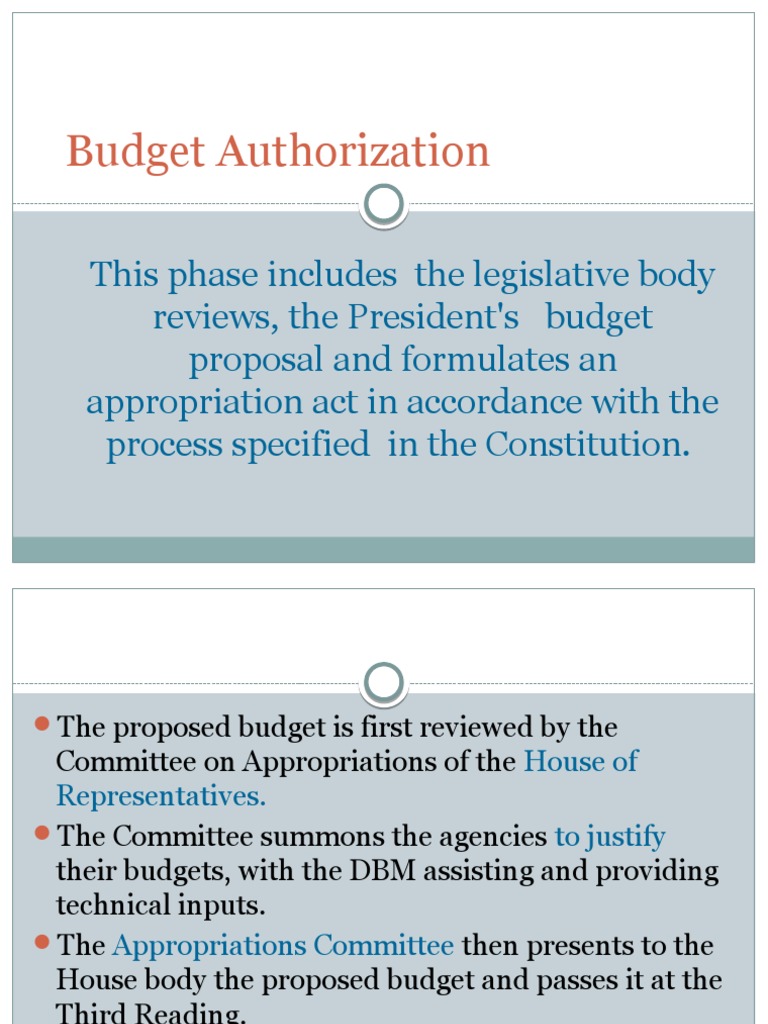 Philippine Budget Authorization Process | PDF